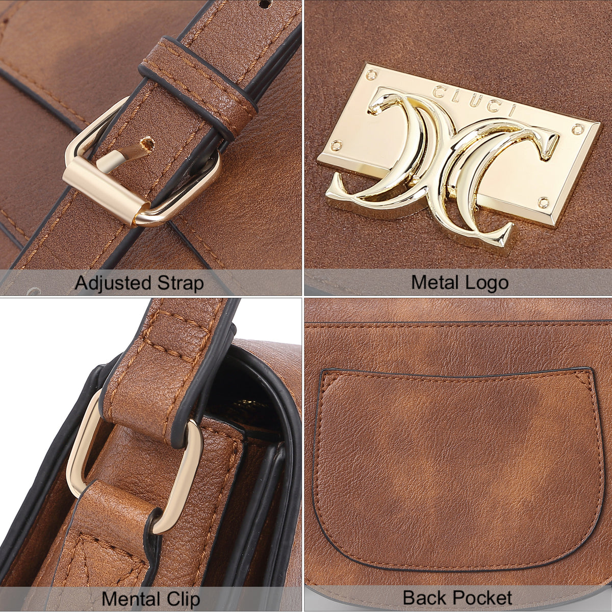 CLUCI Small Crossbody Bags for Women Faux Leather Shoulder Saddle Purs