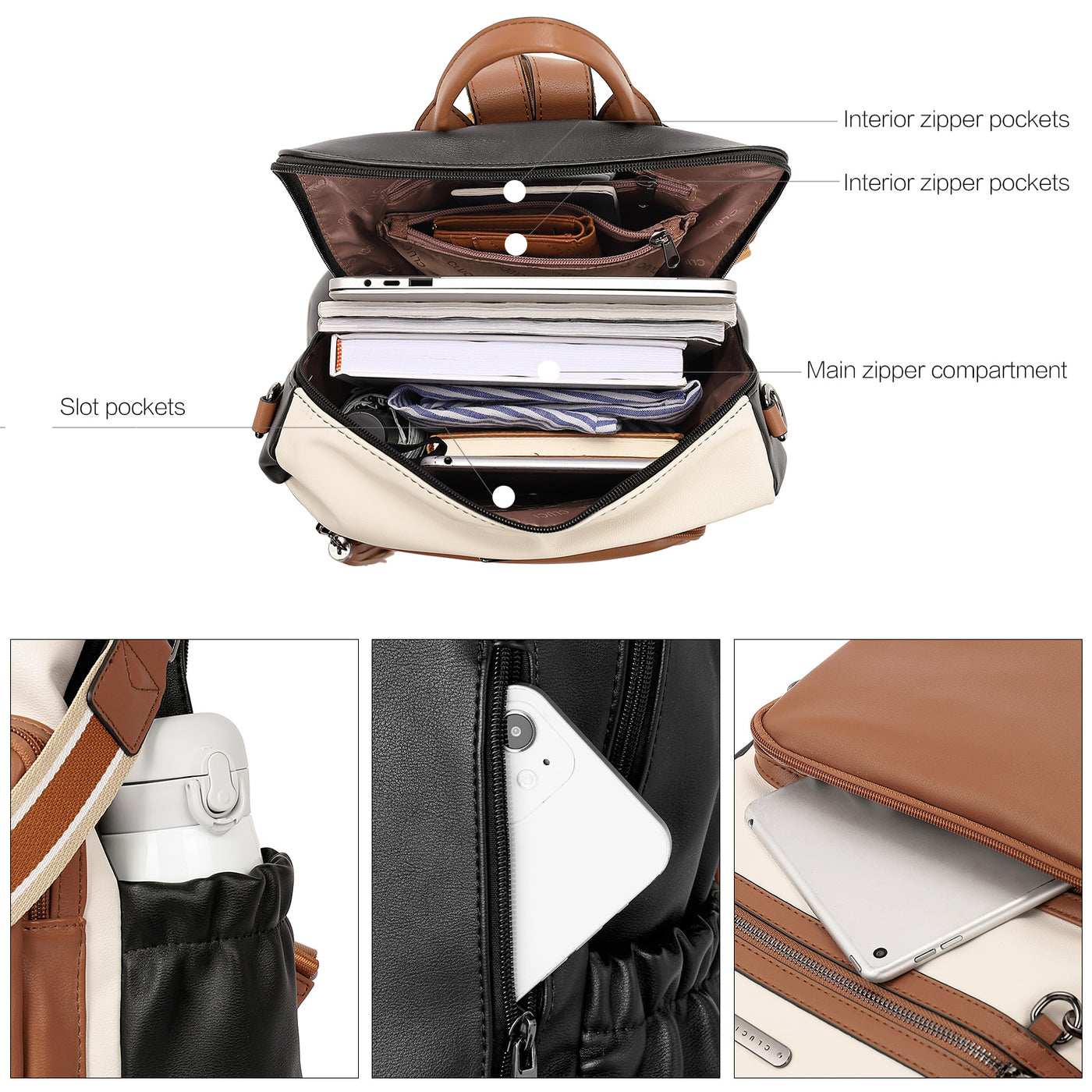 CLUCI Backpack Purse for Women Fashion Leather Designer Travel Large L
